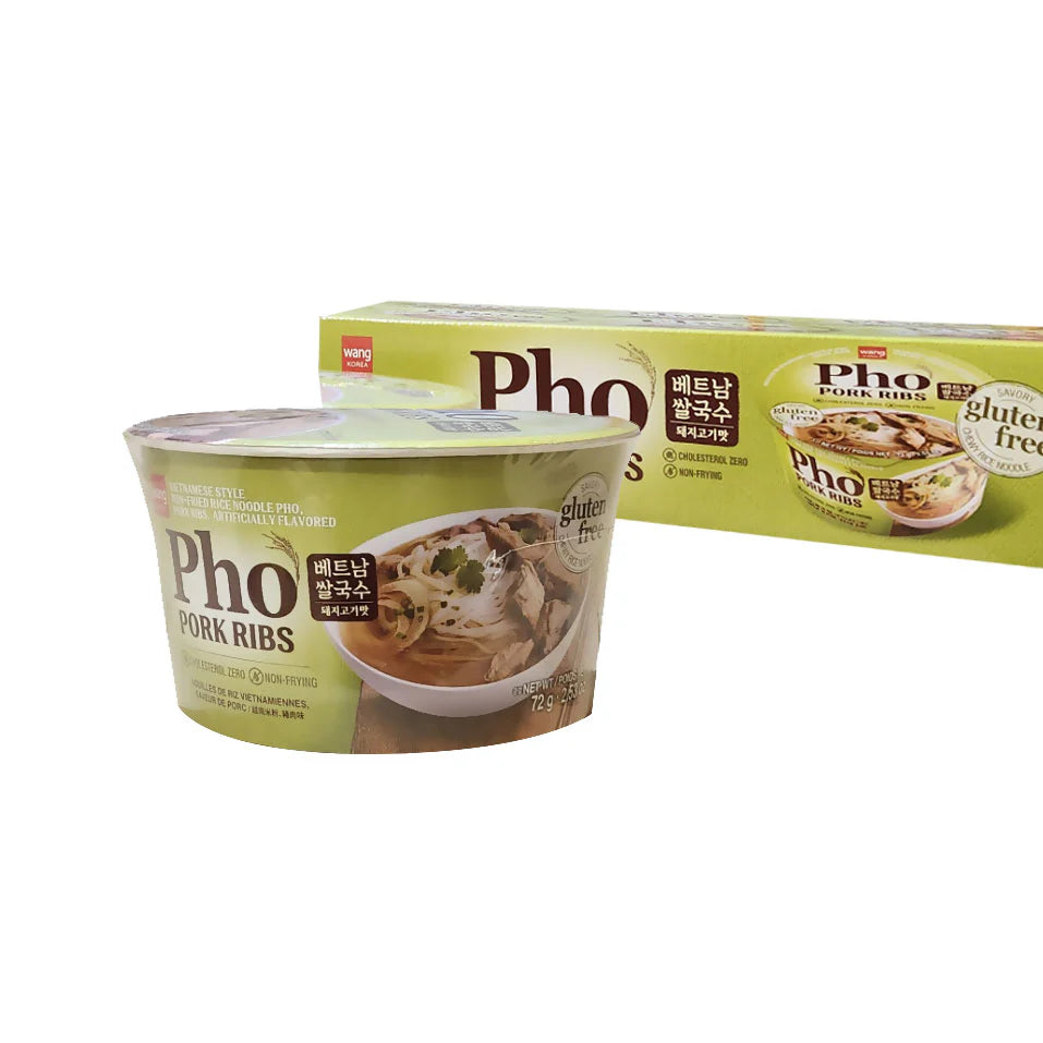 Wang Rice Noodle Pho Pork Ribs Bowl 72 g (6 Pack) – Exotics Wholesale