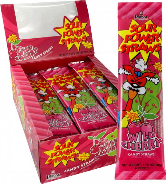 Sour Power Wild Cherry Straws 50 g (24 Pack) – Exotics Wholesale
